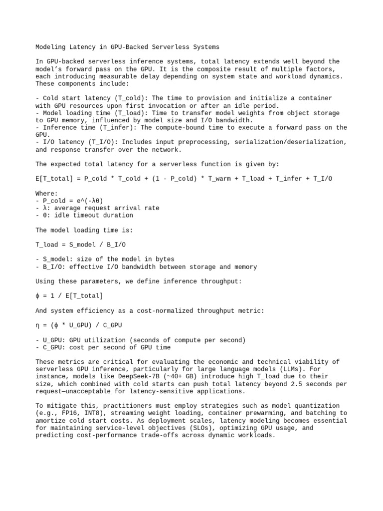 Latency Modeling Serverless GPU (1) | PDF