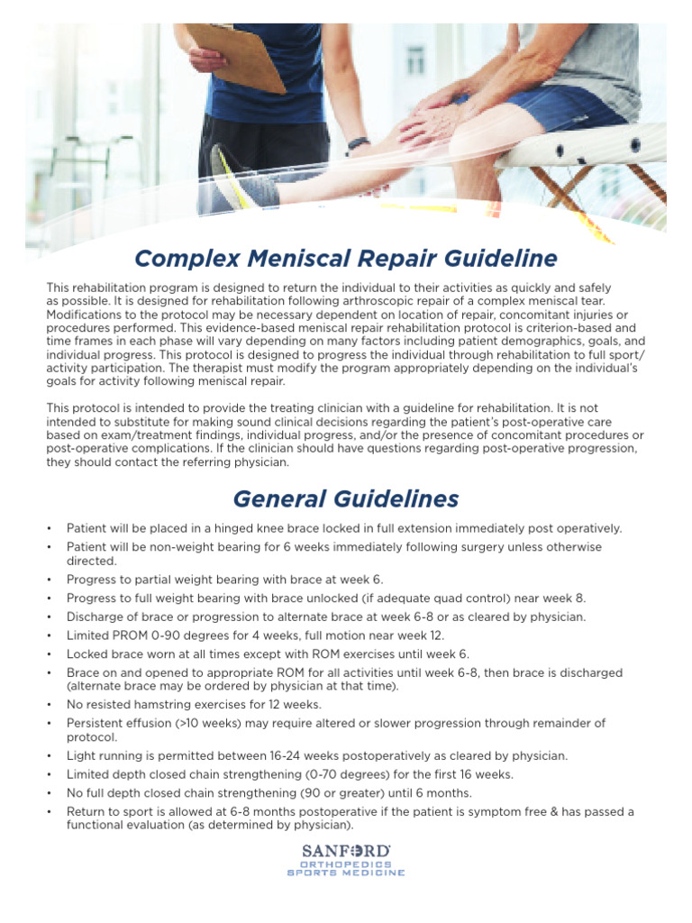 Meniscal Repair Rehabilitation Protocol | PDF | Musculoskeletal System ...