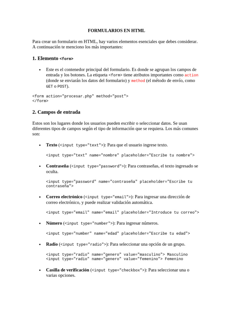 Formularios en HTML | PDF | Ingeniería de software | Hipertexto