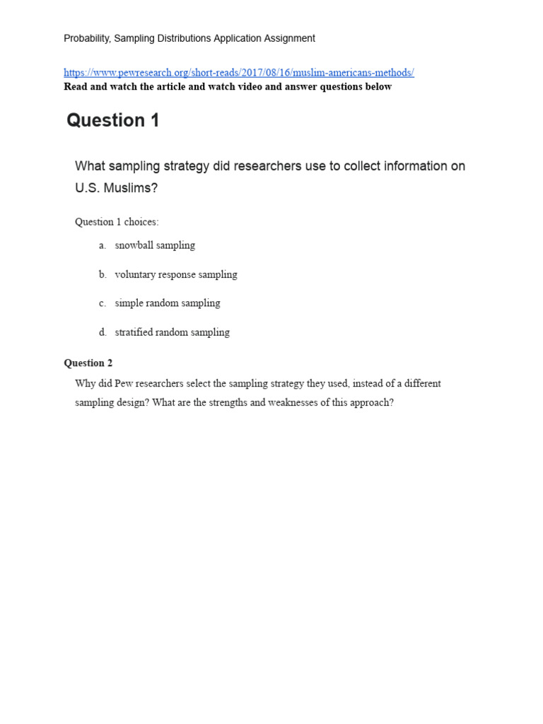 Probability, Sampling, and Distributions Application Assignment (1) | PDF | Opinion Poll ...