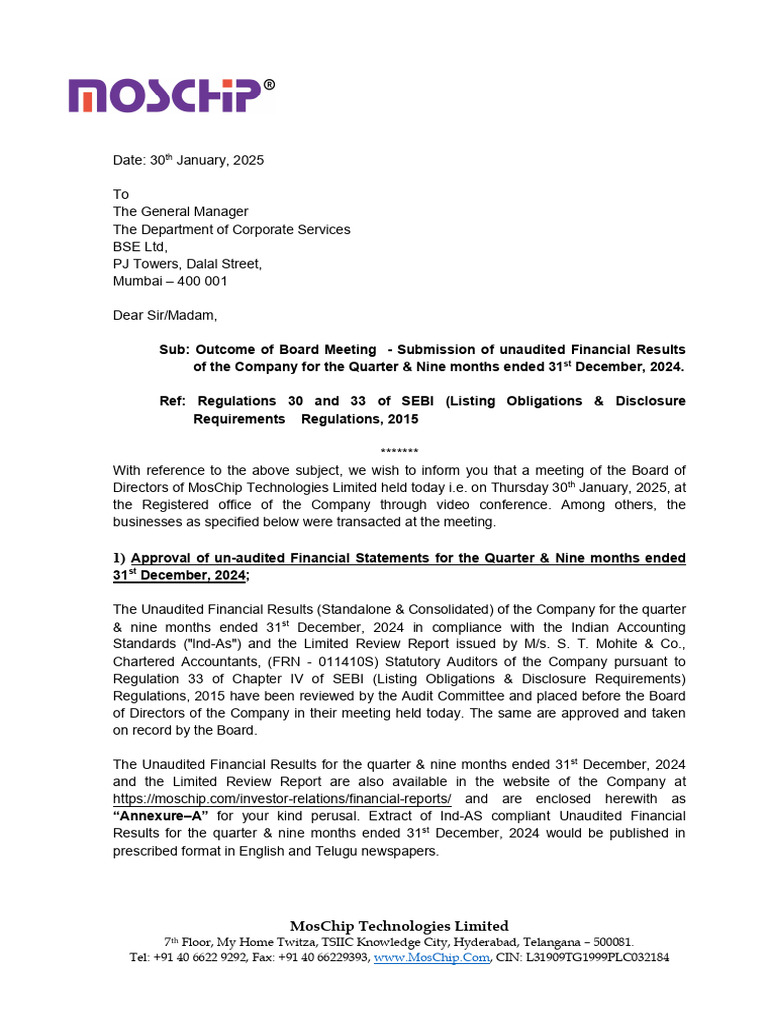 Moschip Technologies Limited | PDF | Expense | Earnings Per Share