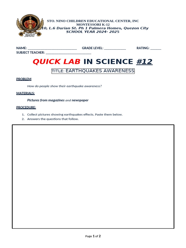 Grade 6-QuickLab#11 | PDF