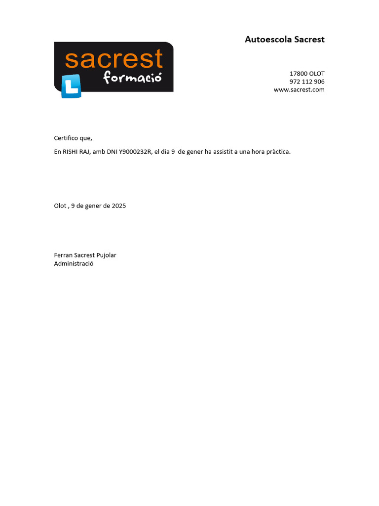 justificant sacrest | PDF