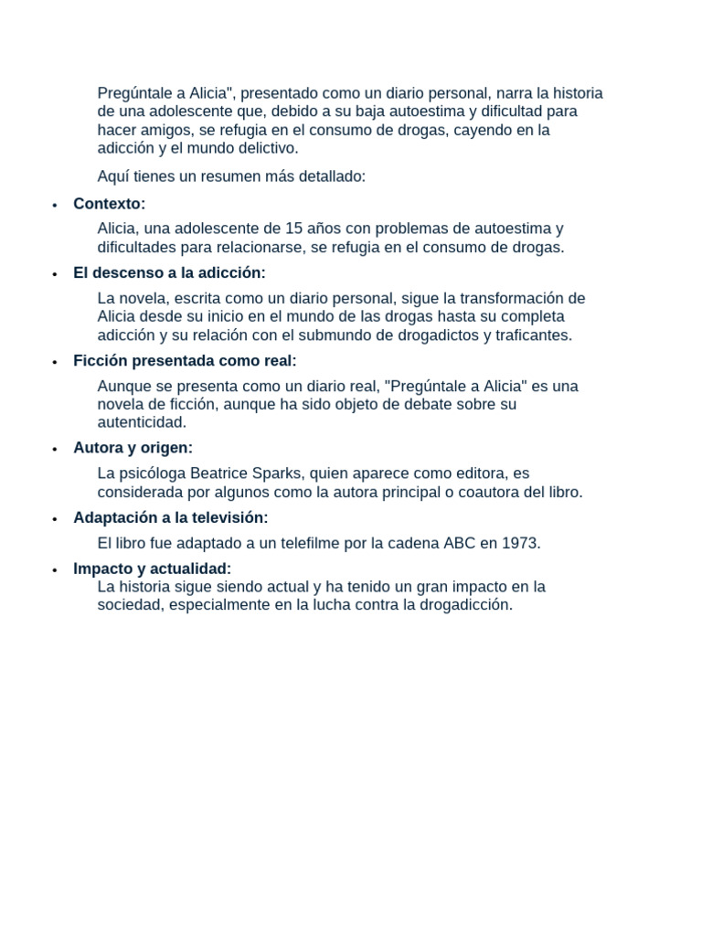 Resumen Preguntale A Alicia | PDF