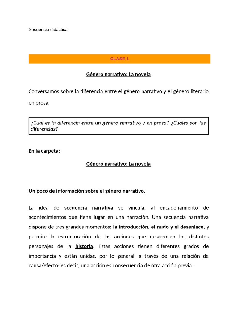 Secuencia didáctica _Género narrativo_ La novela_ El espejo africano ...