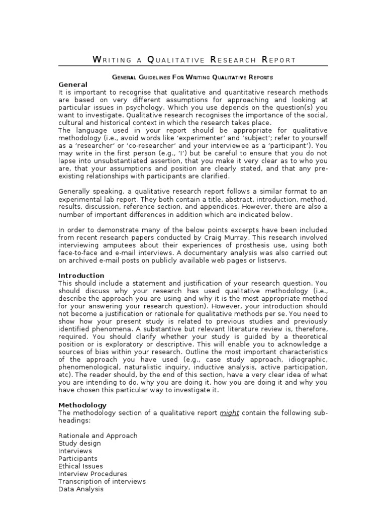 Writing Qualitative Reports | PDF | Qualitative Research | Interview