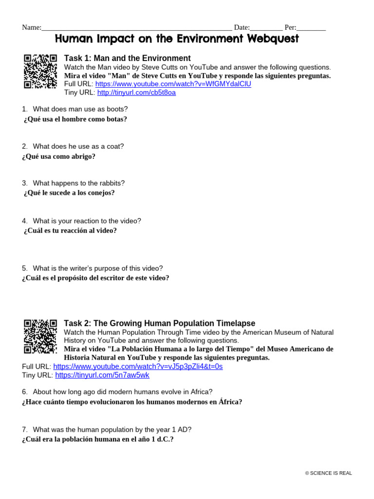 Laylene Munoz - Human Impact Webquest - Spanish | PDF | Entorno natural ...