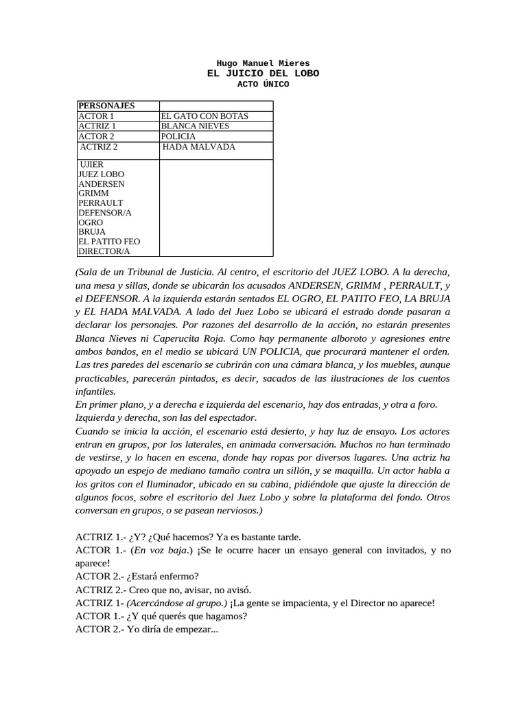 El Juicio Del Lobo (Adaptacion) Hugo Manuel Mieres | PDF | El patito ...