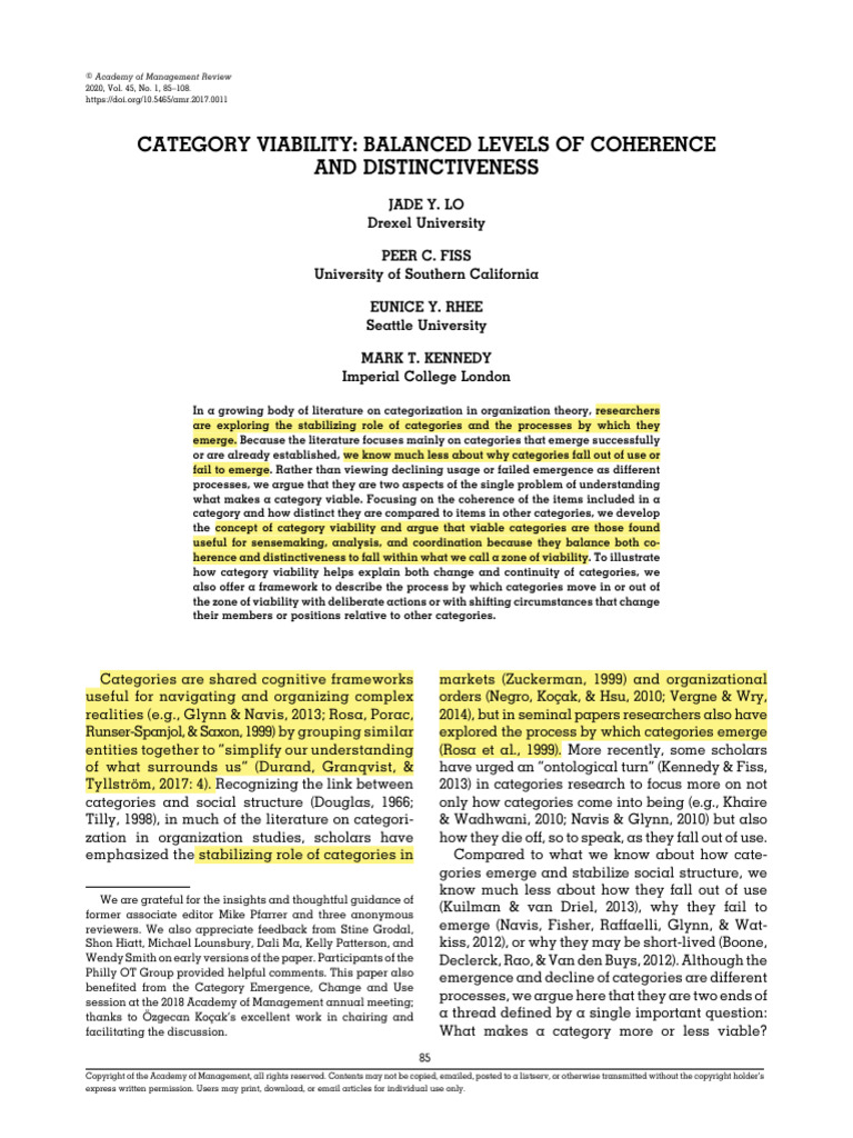 Category Viability_Balanced Levels of Coherence and Distinctiveness ...
