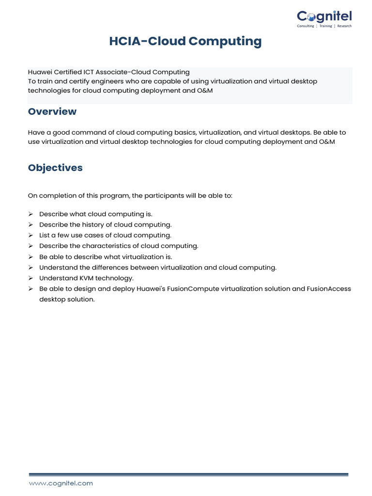 Huawei Cloud Computing Certification | PDF | Open Stack | Cloud Computing