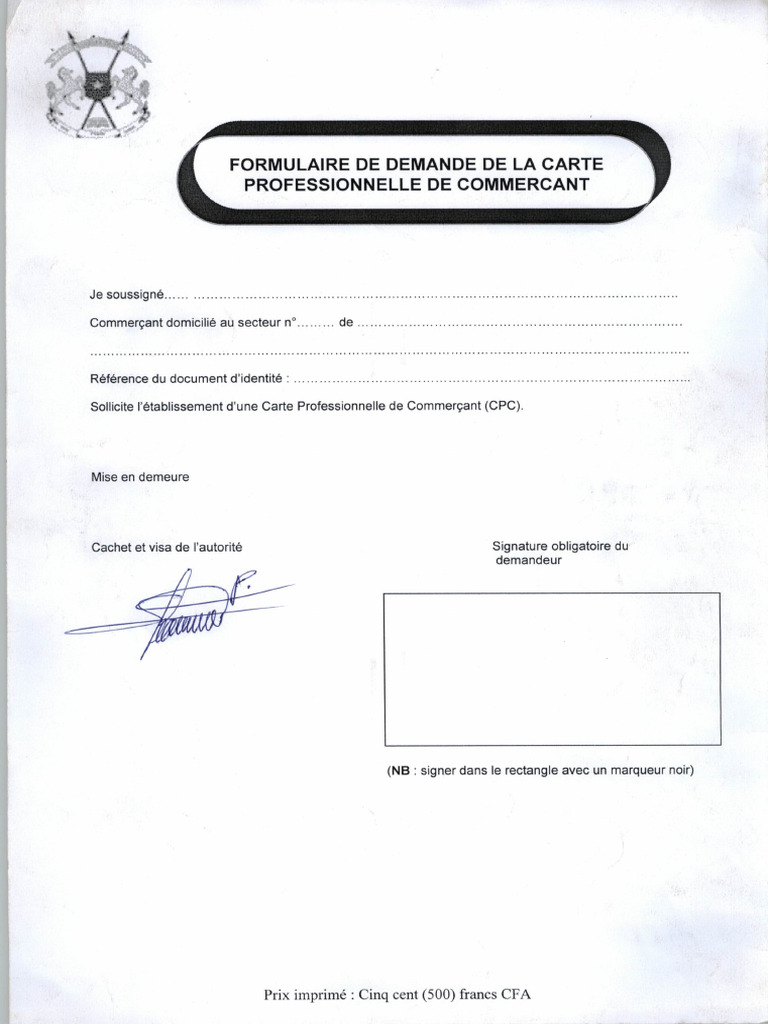 Fiche Carte Professionnelle de Commercant_CPC SCANNE (1) (2) | PDF