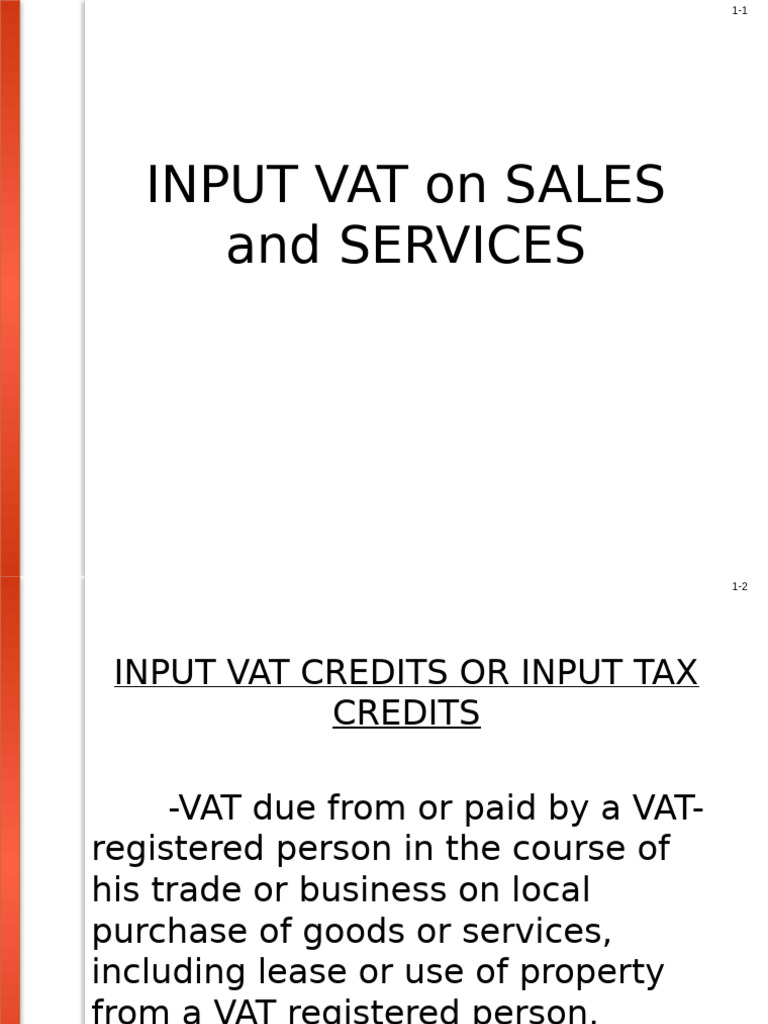 Input Vat On Sales and Services | PDF | Value Added Tax | Taxes