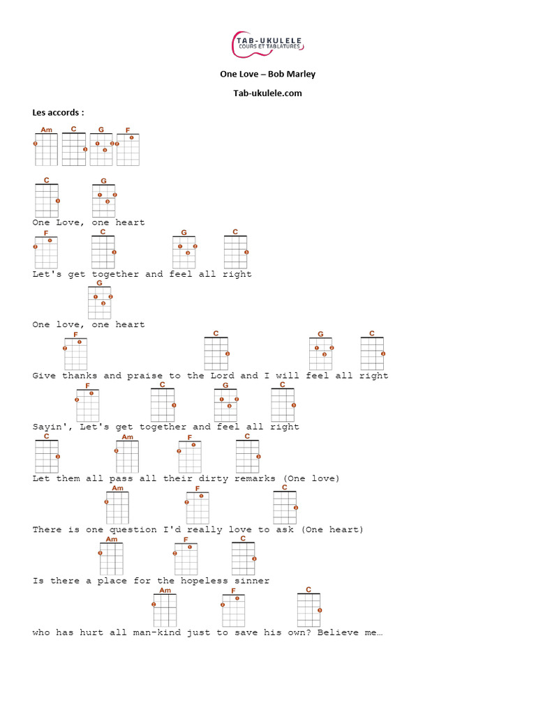 One Love Ukulele Tablature | PDF