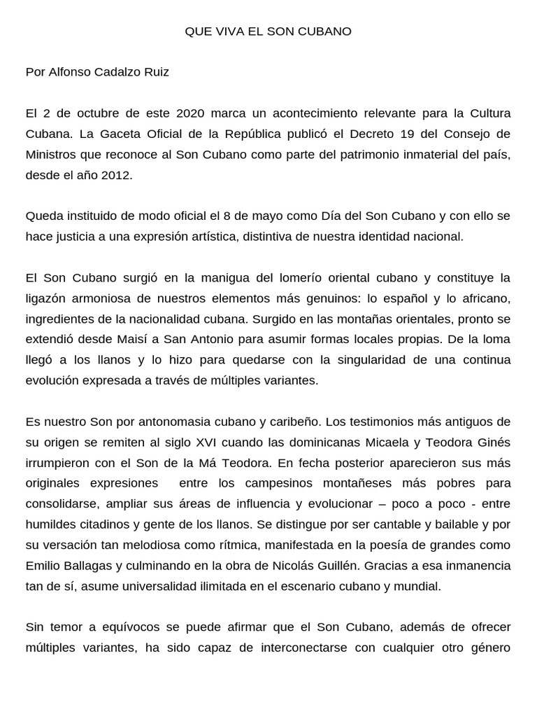 Viva El Son Cubano | PDF | Cuba | Estilos de música norteamericanos