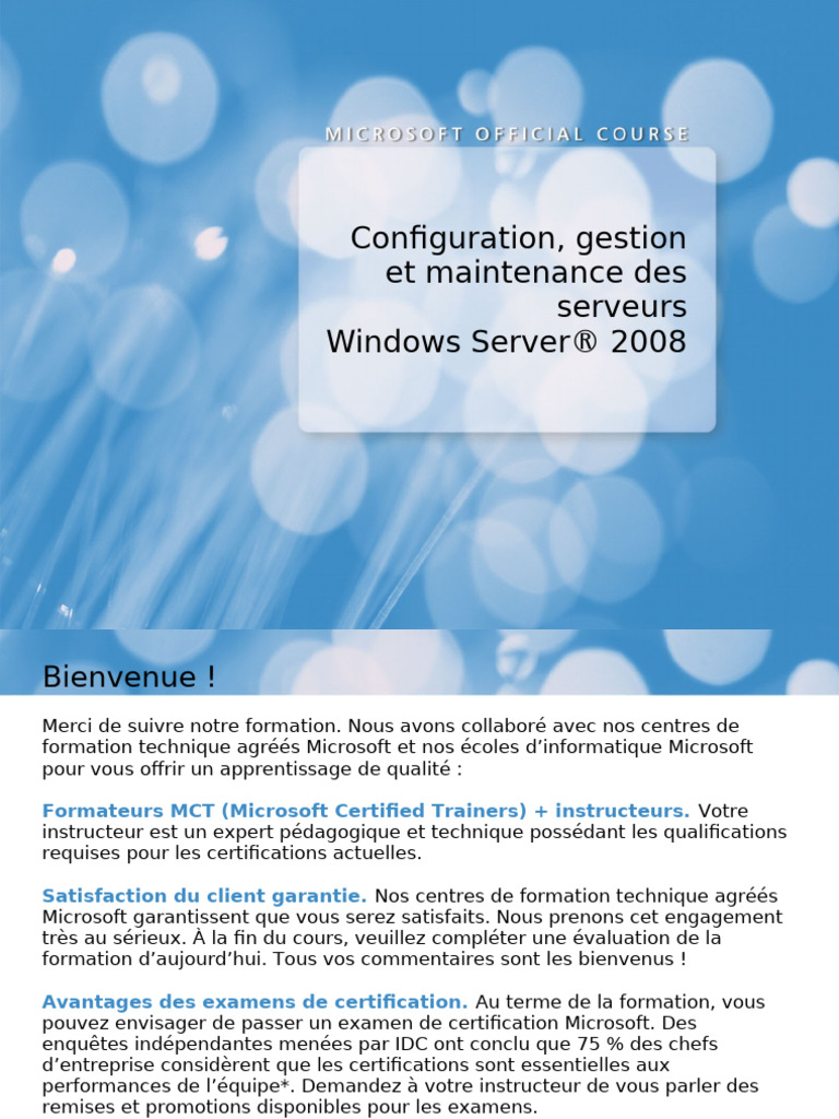 0 - Configuration, Gestion Et Maintenance Des Serveurs Windows Server 2008 | PDF | Active ...