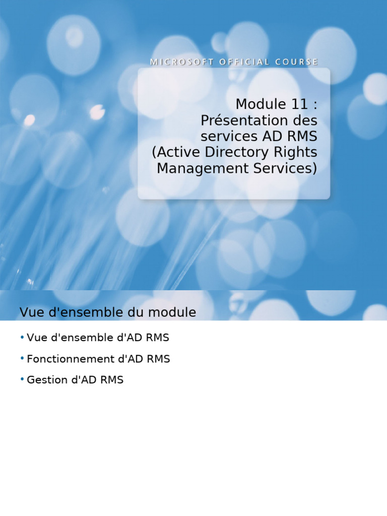 11 - Présentation Des Services AD RMS | PDF | Microsoft Office | Serveur (Informatique)