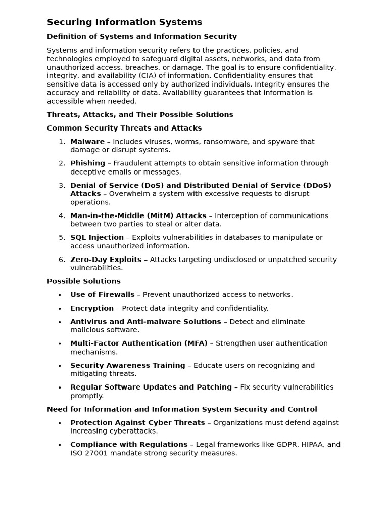 Securing Information Systems | PDF | Security | Computer Security