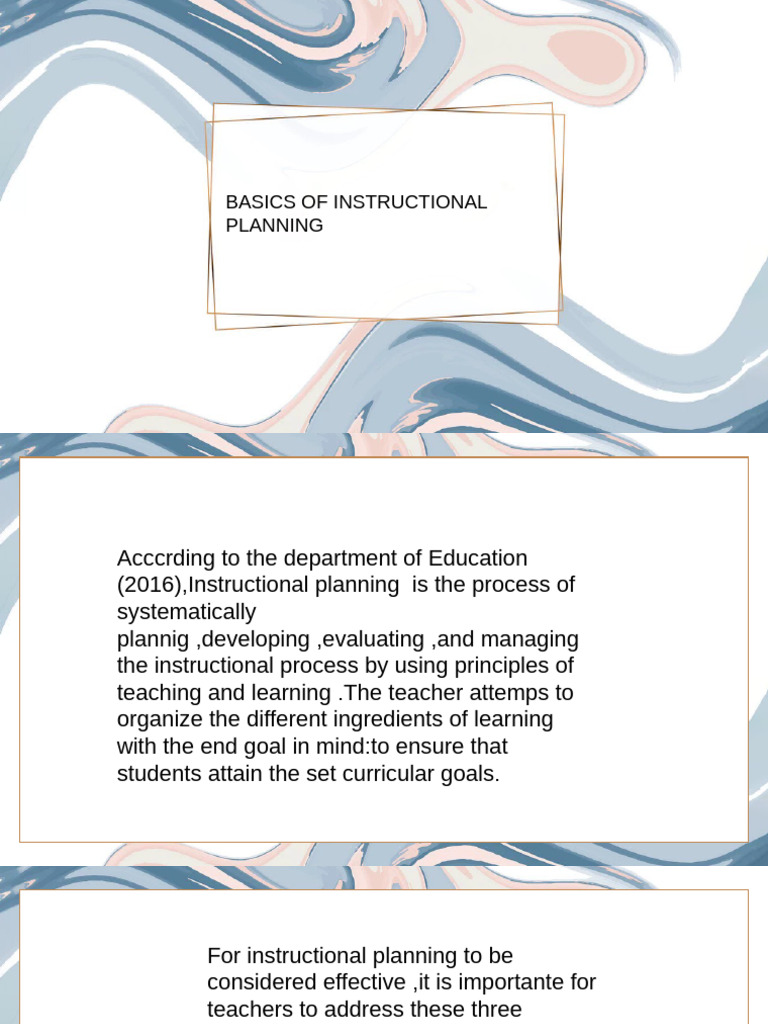 Basics of Instructional Planning | PDF