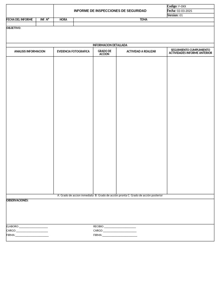 Informe de Inspecciones de Seguridad | PDF