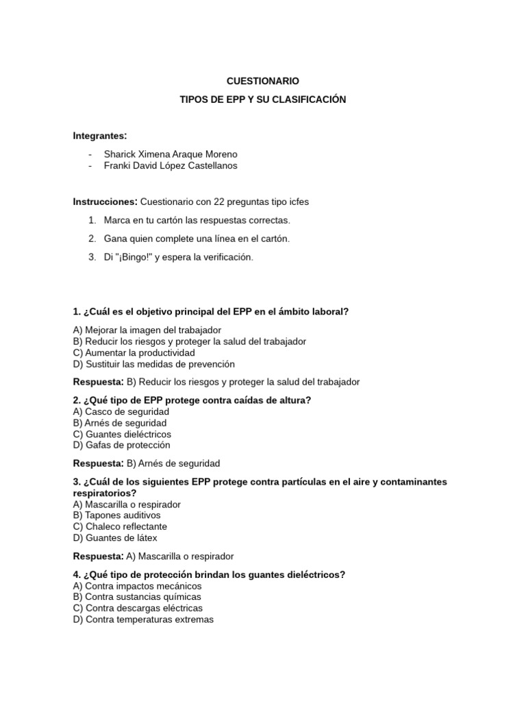 Clasificación y Tipos de EPP | PDF | Guante | Lentes