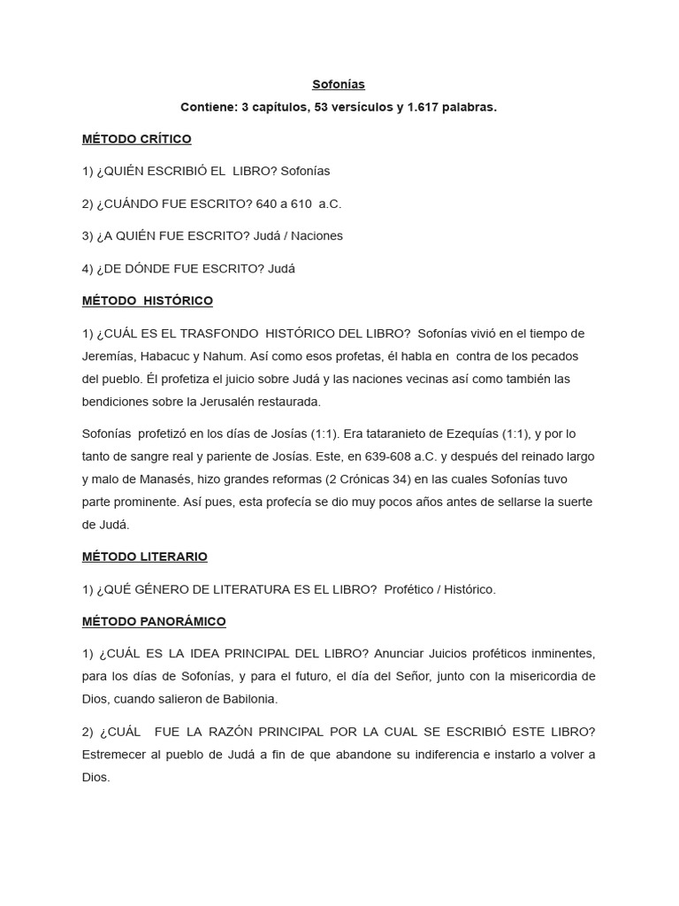 Sofonias Resumen | PDF