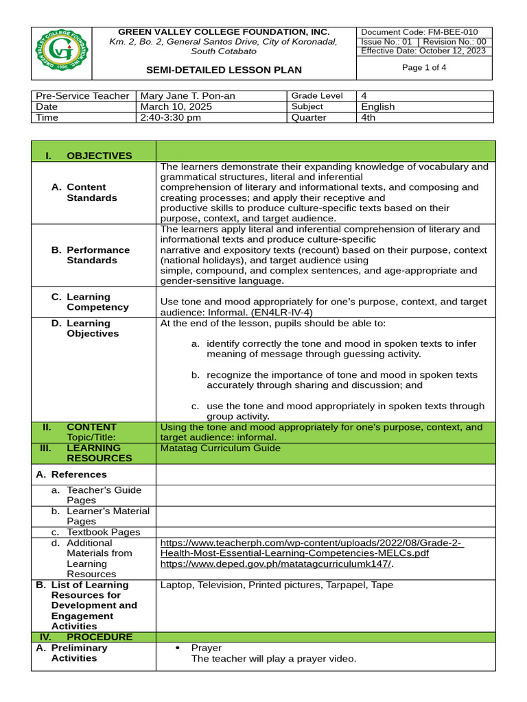 Tone and Mood Final Demo | PDF | Reading Comprehension | Teachers