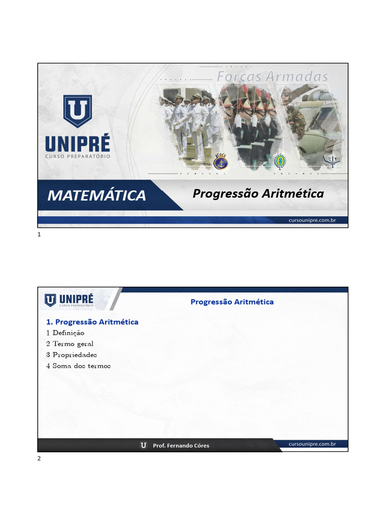 Aula 16 - Progressão Aritmética (Slide) | PDF | Sequência | Aritmética