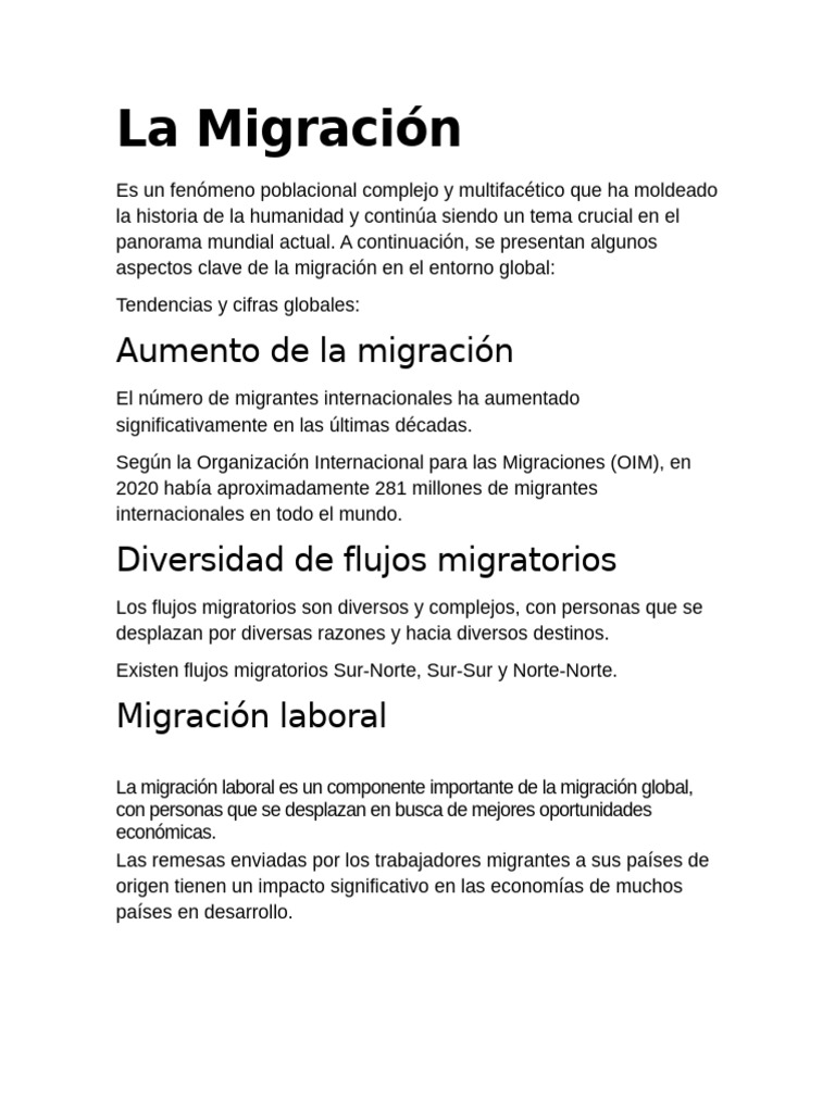 Tendencias y Desafíos de la Migración Global | PDF | Migración humana ...
