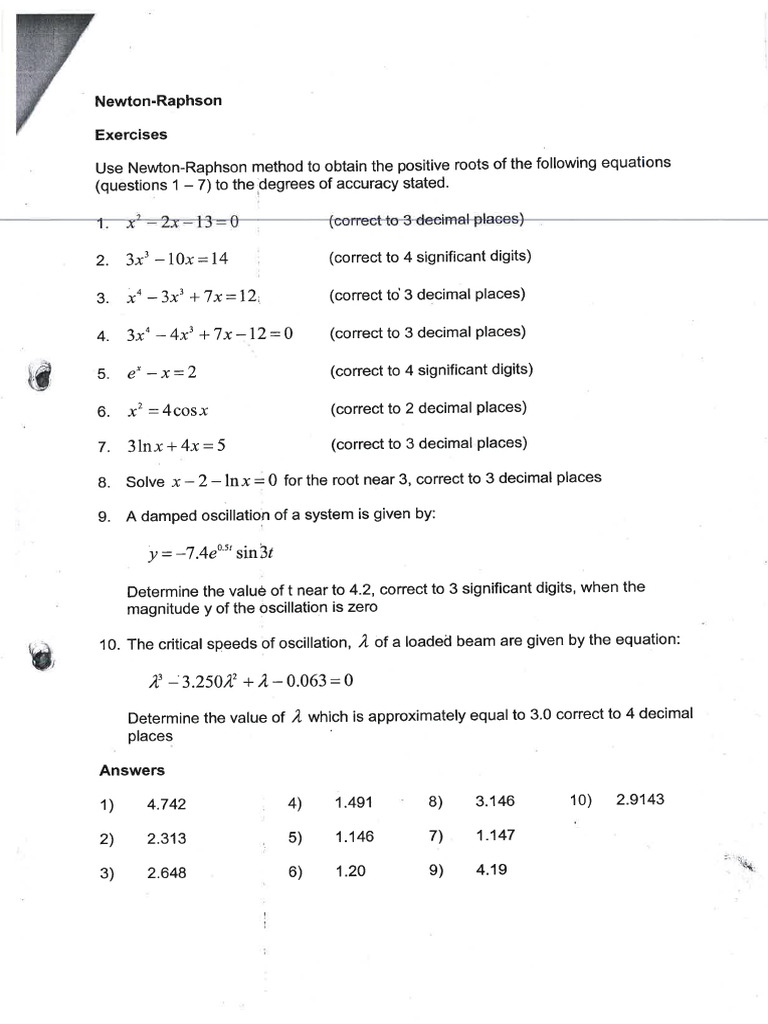 Chap 4 b Tutorials Newton Raphson and Applications of Diff | PDF