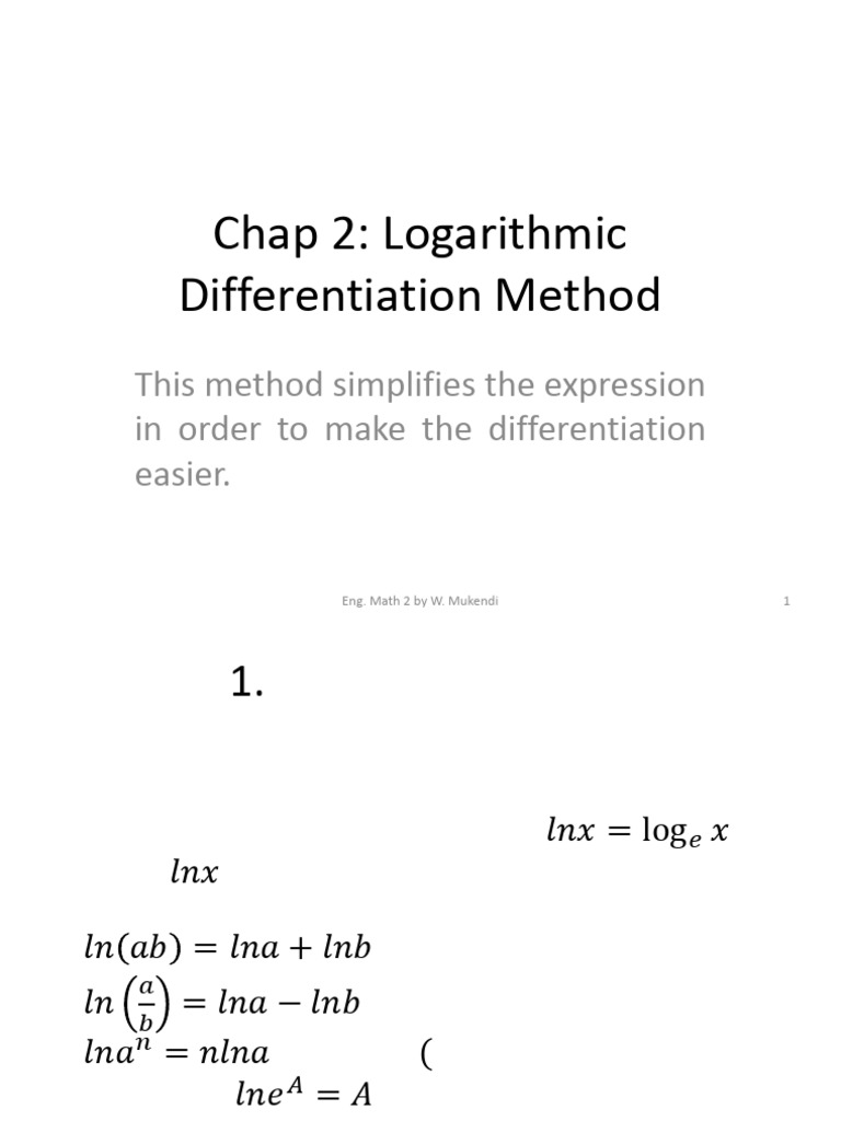 Logarithmic Differentiation Explained | PDF