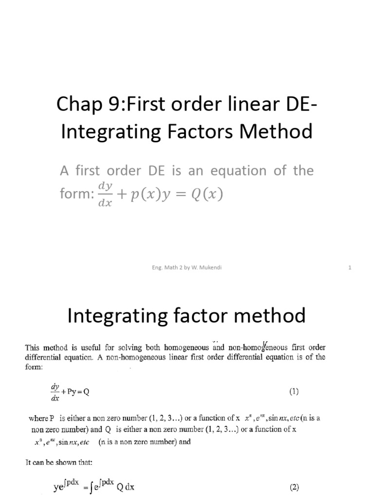 Chap 9 Integrating Factors Method | PDF