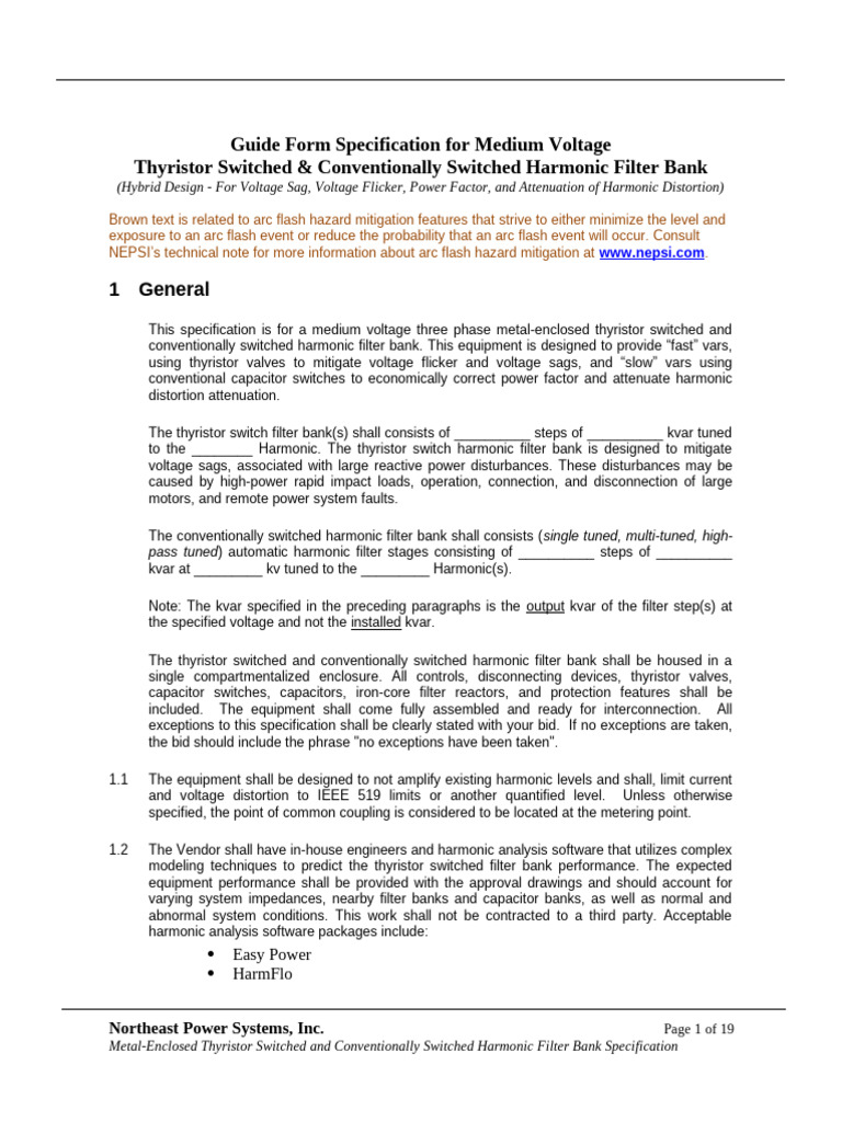 Metal-Enclosed-Thyristor-Switched-Harmonic-Filter-Bank-Specification ...