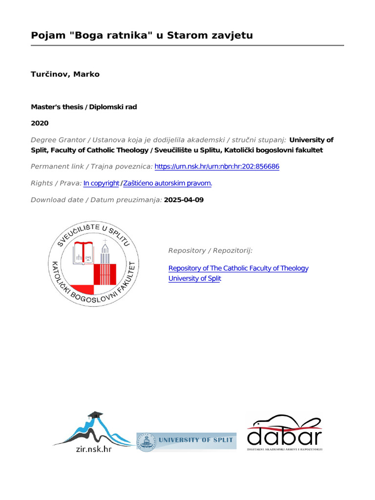 Pojam Boga Ratnika u Starom Zavjetu | PDF