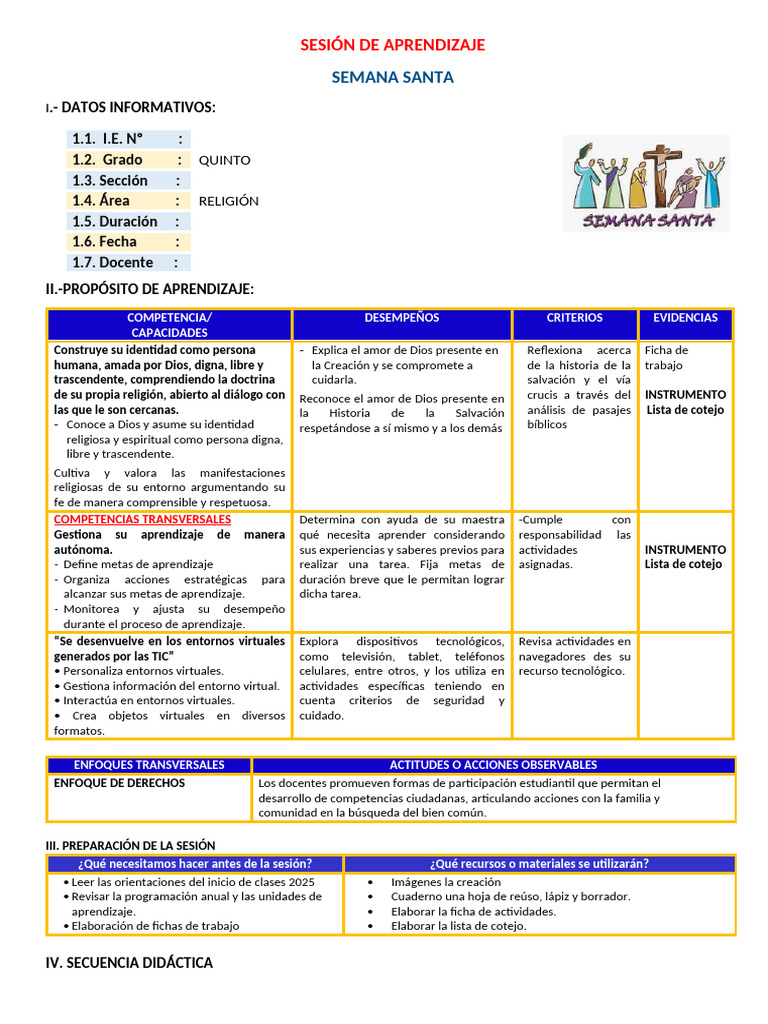 D2 A2 Ses. Rel. Semana Santa | PDF | Estaciones de la Cruz | eucaristía