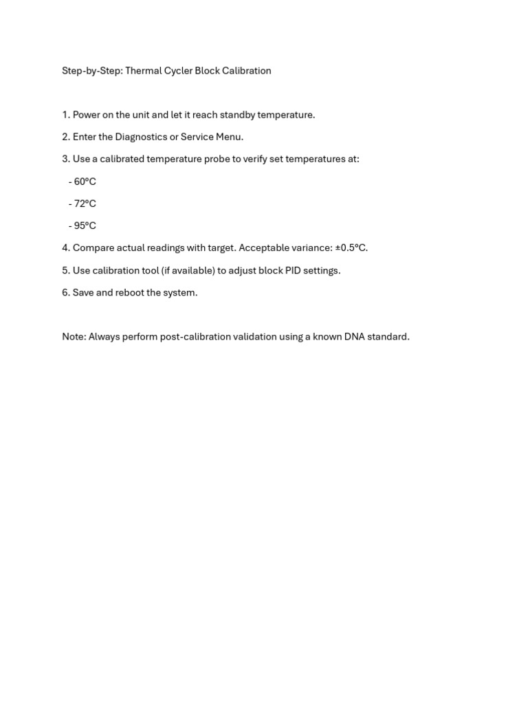 How To Calibrate A Thermal Cycler Block | PDF