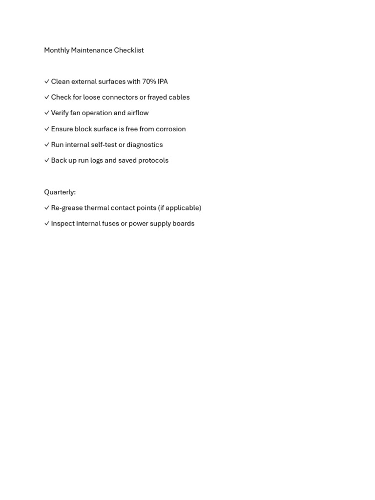 Basic Maintenance Checklist for Lab Equipment | PDF