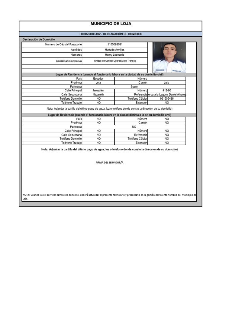 Ficha Personal Siith 002 Leo (1) | PDF