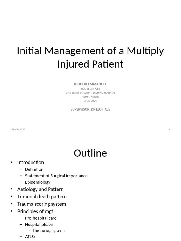 Initial Management of A Multiply Injured Patient - Idodoh | PDF ...