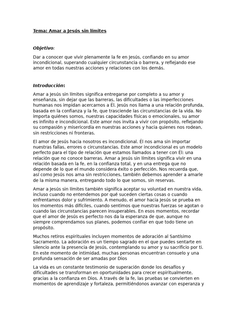 Amar a Jesús: Fe y Entrega Incondicional | PDF | Amor | Jesús