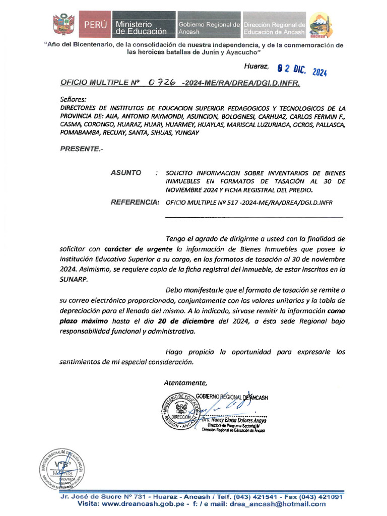 Oficio Multiple N 0726-2024-Drea-D | PDF