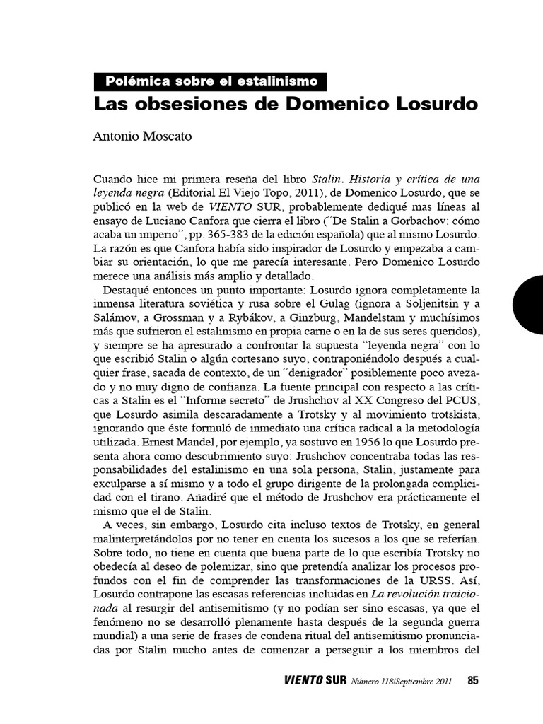 Las Obsesiones de Domenico Losurdo | PDF | Leon Trotsky | Joseph Stalin