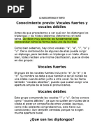 DIPTONGOS Vocales Fuertes y Vocales Débiles | PDF | Vocal | Sílaba