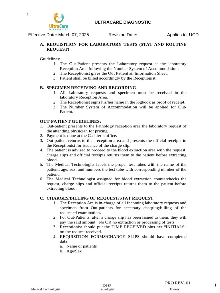 Laboratory Test Procedures and Guidelines | PDF | Medical Laboratory ...