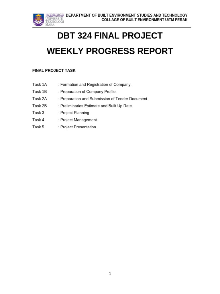 DBT 324 Weekly Progress Report | PDF