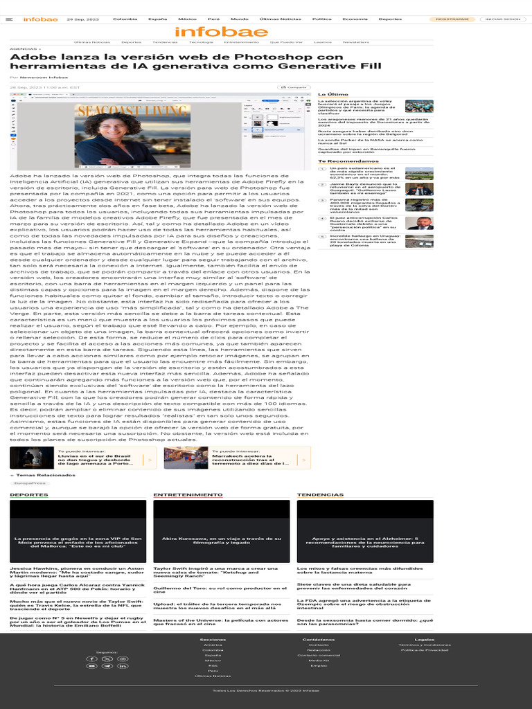 Photoshop Web: IA Generativa y Novedades | PDF