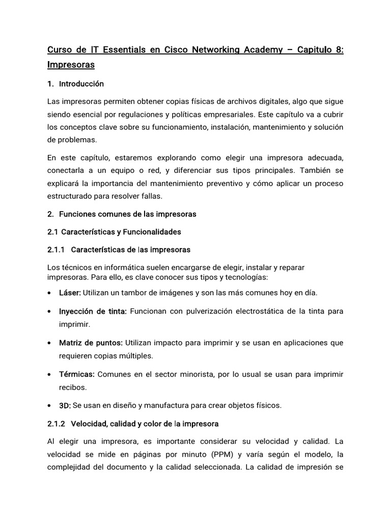 Impresoras - Cisco NetAcad-1 | PDF | Impresora (Computación) | Red de ...