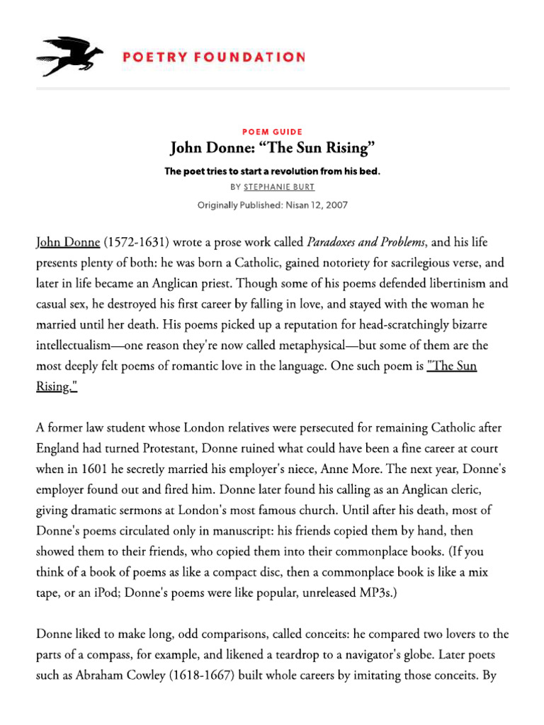 John Donne “the Sun Rising” | PDF
