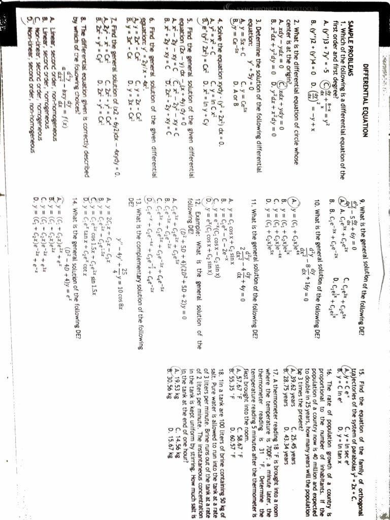 DE, Diff. Calc 1, 2 | PDF