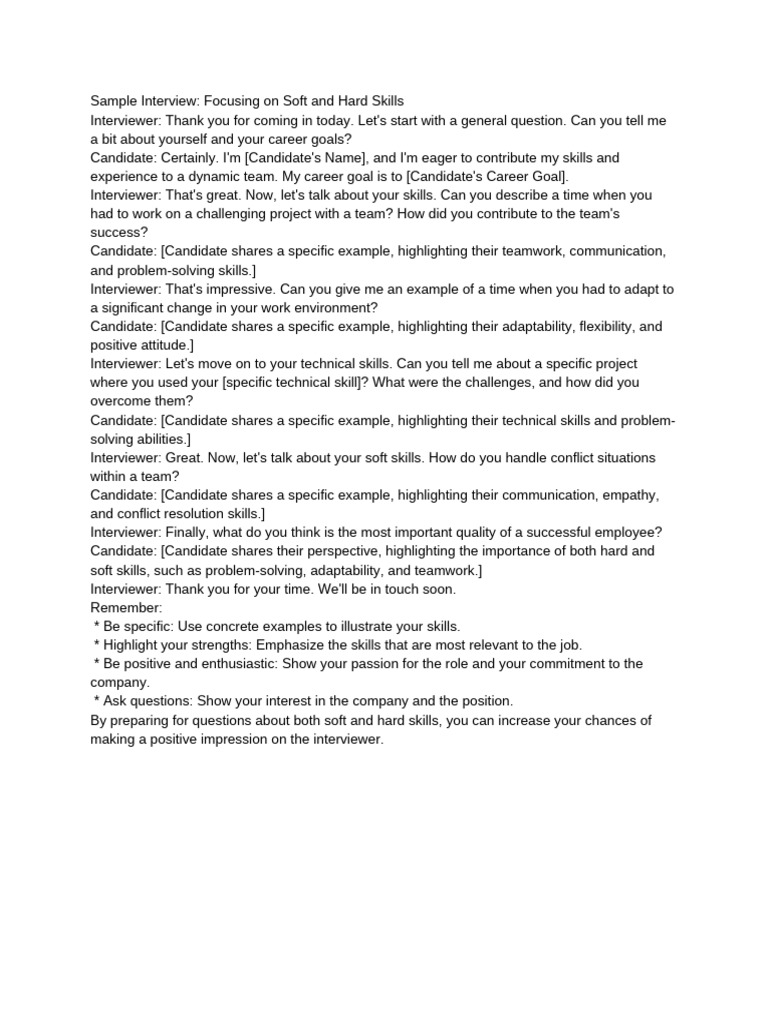Interview Tips for Soft and Hard Skills | PDF