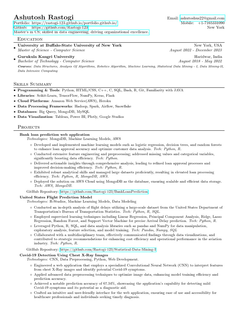 Ashutosh Rastogi Data Resume | PDF | Machine Learning | Amazon Web Services